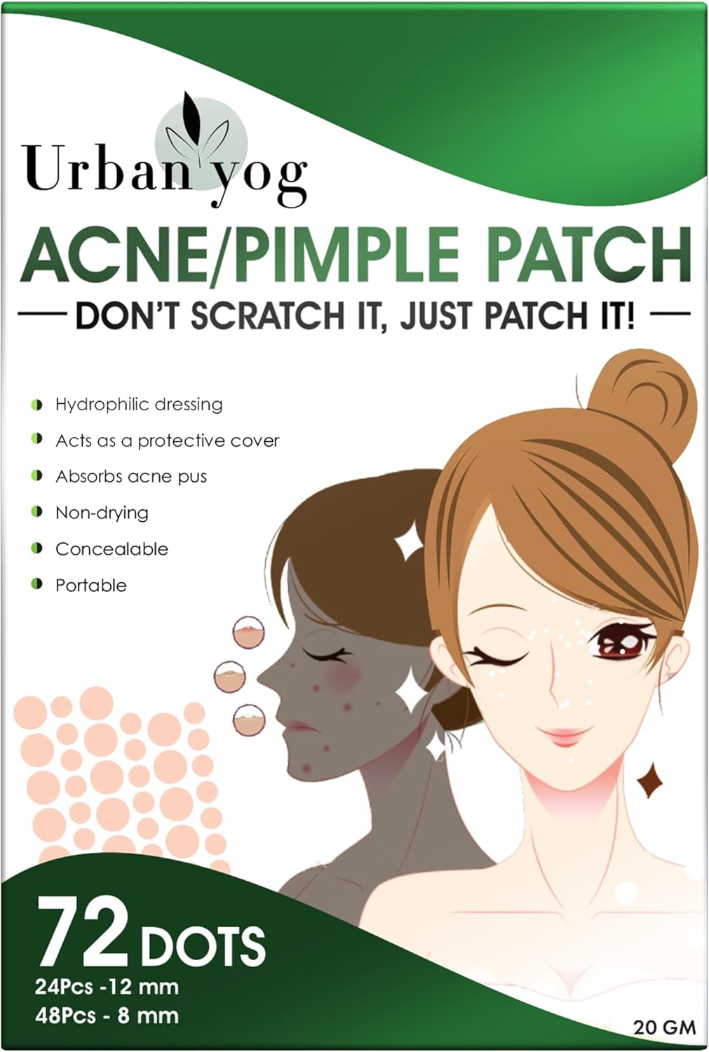 Urban Yog Acne Pimple Patch - Invisible Facial Stickers cover with 100