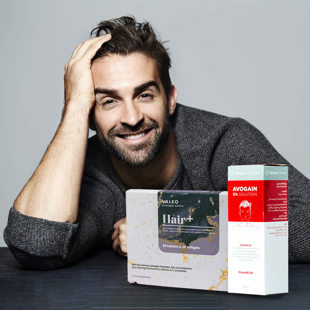 Avogain 5% Minoxidil Topical Solution For Hair Growth and Valeo Hair+ ...